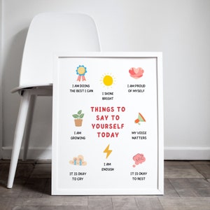 Things to Say Positive Affirmation Poster Growth Mindset Mental Health ...