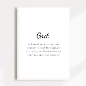 Grit Definition Digital Print, Inspirational Quote Poster, Motivational ...