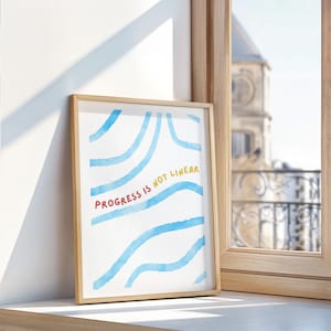 Progress is Not Linear Motivational Quote Calming Poster Therapist ...