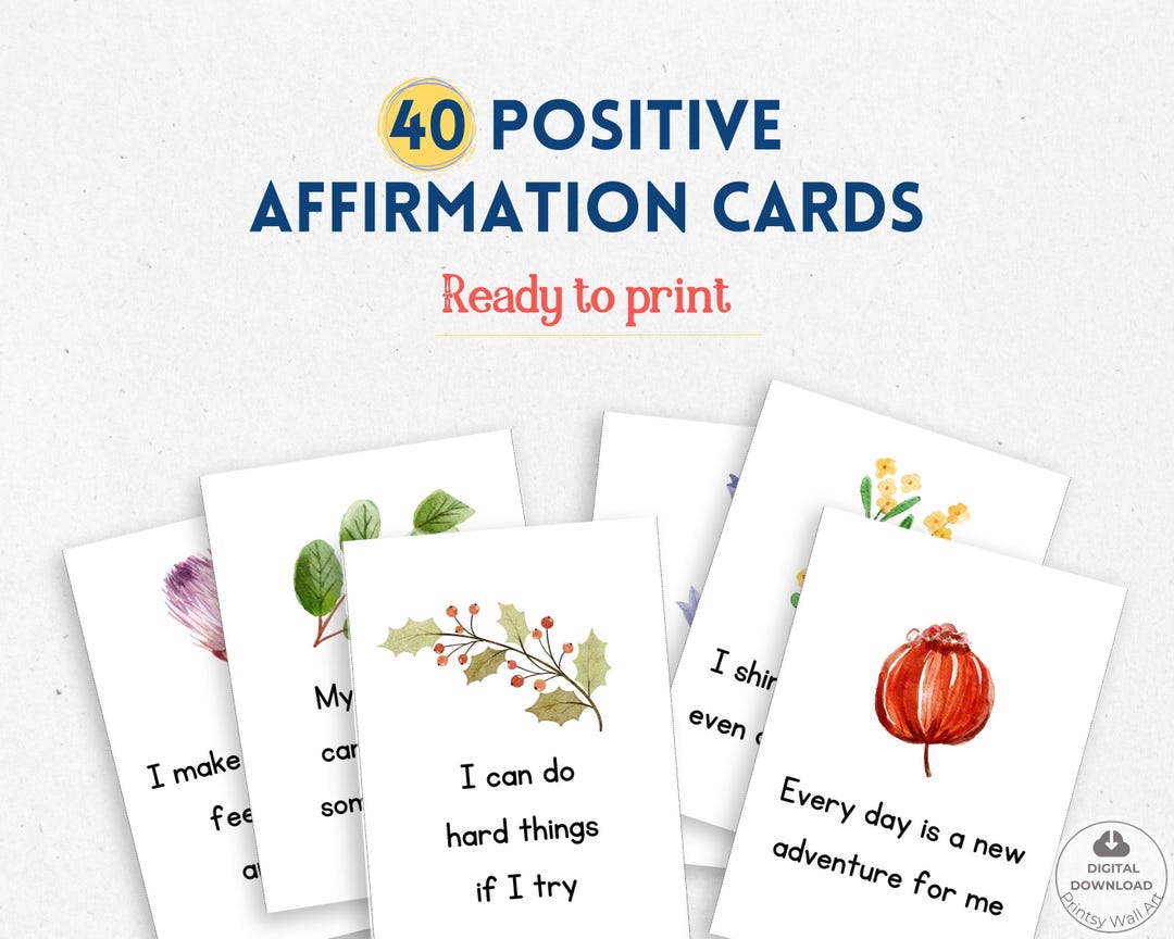 Affirmation Cards Floral Positive Quote Flashcards Motivational ...