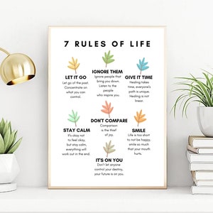 7 Rules of Life Digital Poster,positive Affirmations Print,therapy ...