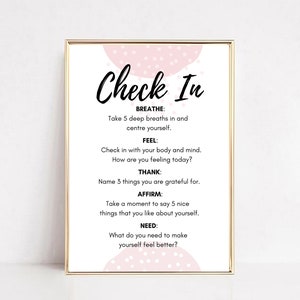 Self Care Check in Poster,therapy Office Decor,mental Health Wall Art ...