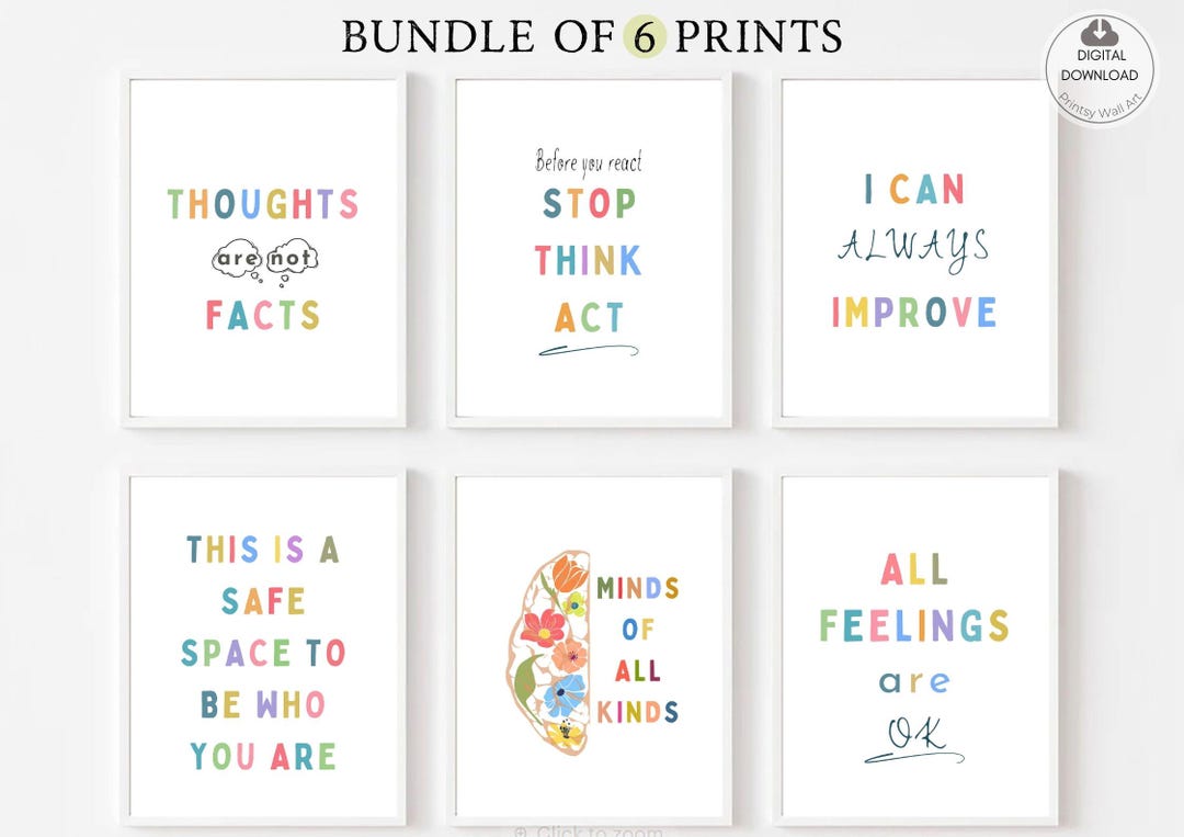 6 Calming Corner Posters Counseling Art Therapy Office Decor Mental ...