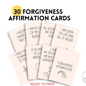 Forgiveness Affirmation Cards Motivational Tools Therapy Printables ...