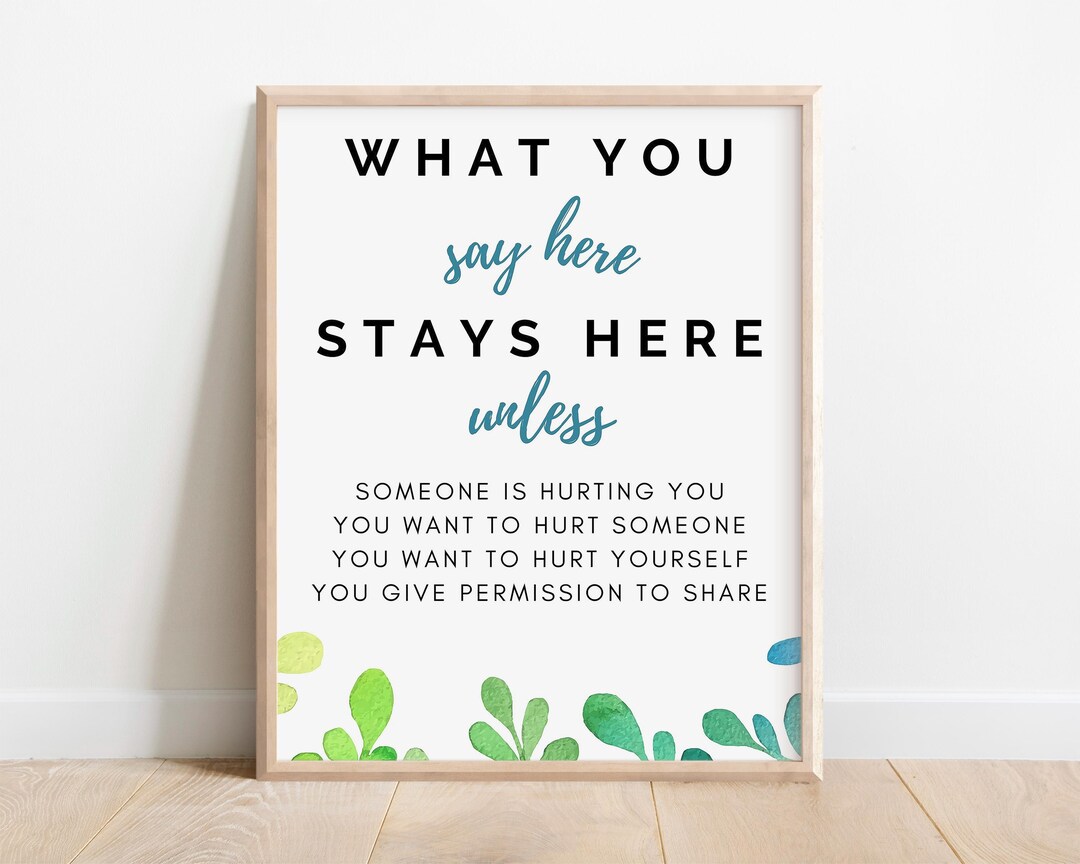 What You Say Here Stays Here Poster,safe Space Desk,therapist Gift ...