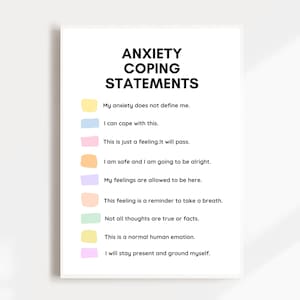 Anxiety Coping Statement Digital Poster,therapy Office Decor,anxiety ...