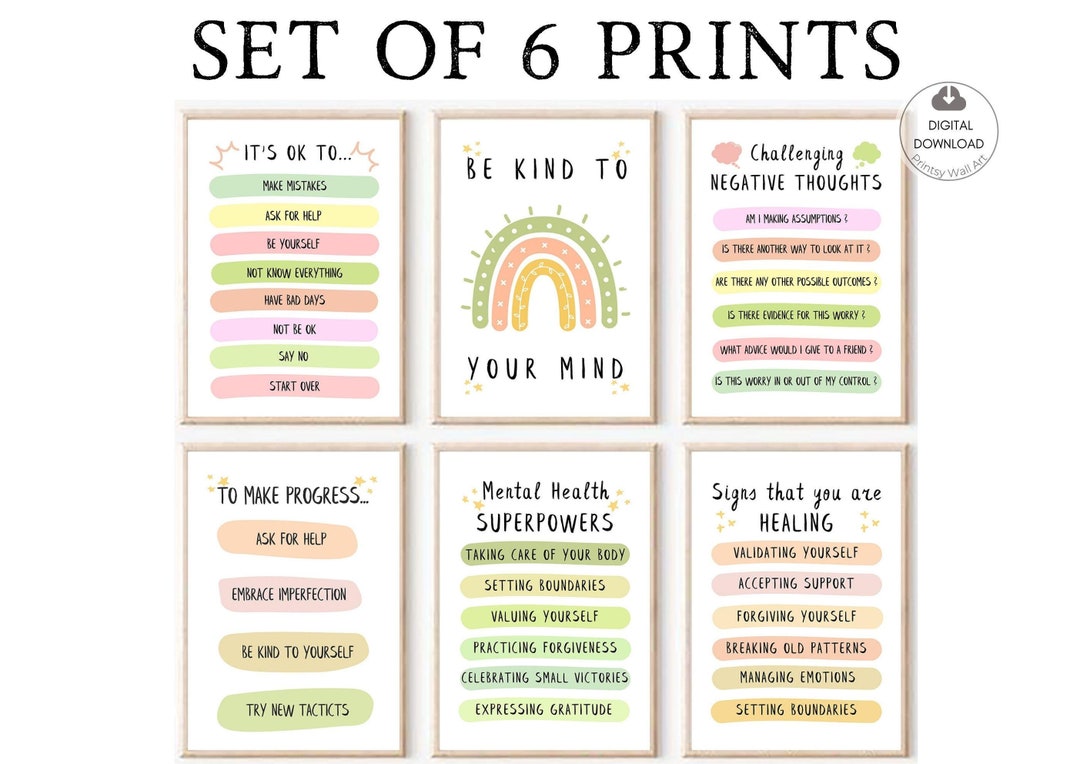 Calming Corner Posters,mental Health Print Set of 6 Decor Therapy ...