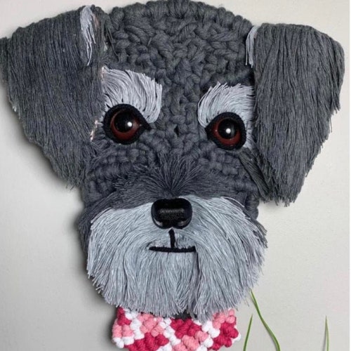 Macrame Pattern Tutorial Schnauzer Dog Wall Hanging | Etsy