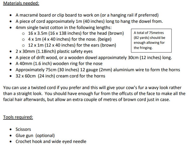 Macrame PDF Pattern Tutorial Beginner Douglas the Highland Cow - Etsy