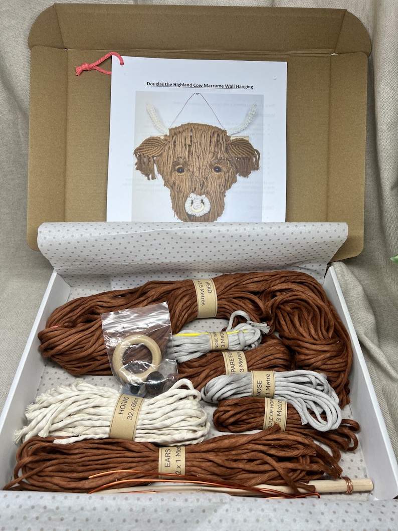 Macrame Highland Cow Complete Make It Yourself Beginner Kit With Full ...