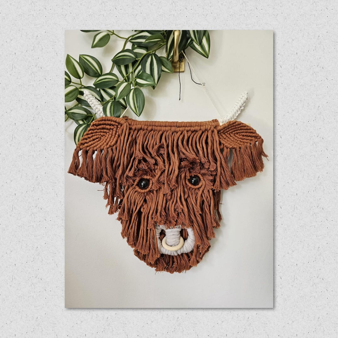 Macrame Pattern Tutorial Beginner Douglas the Highland Cow - Etsy Australia