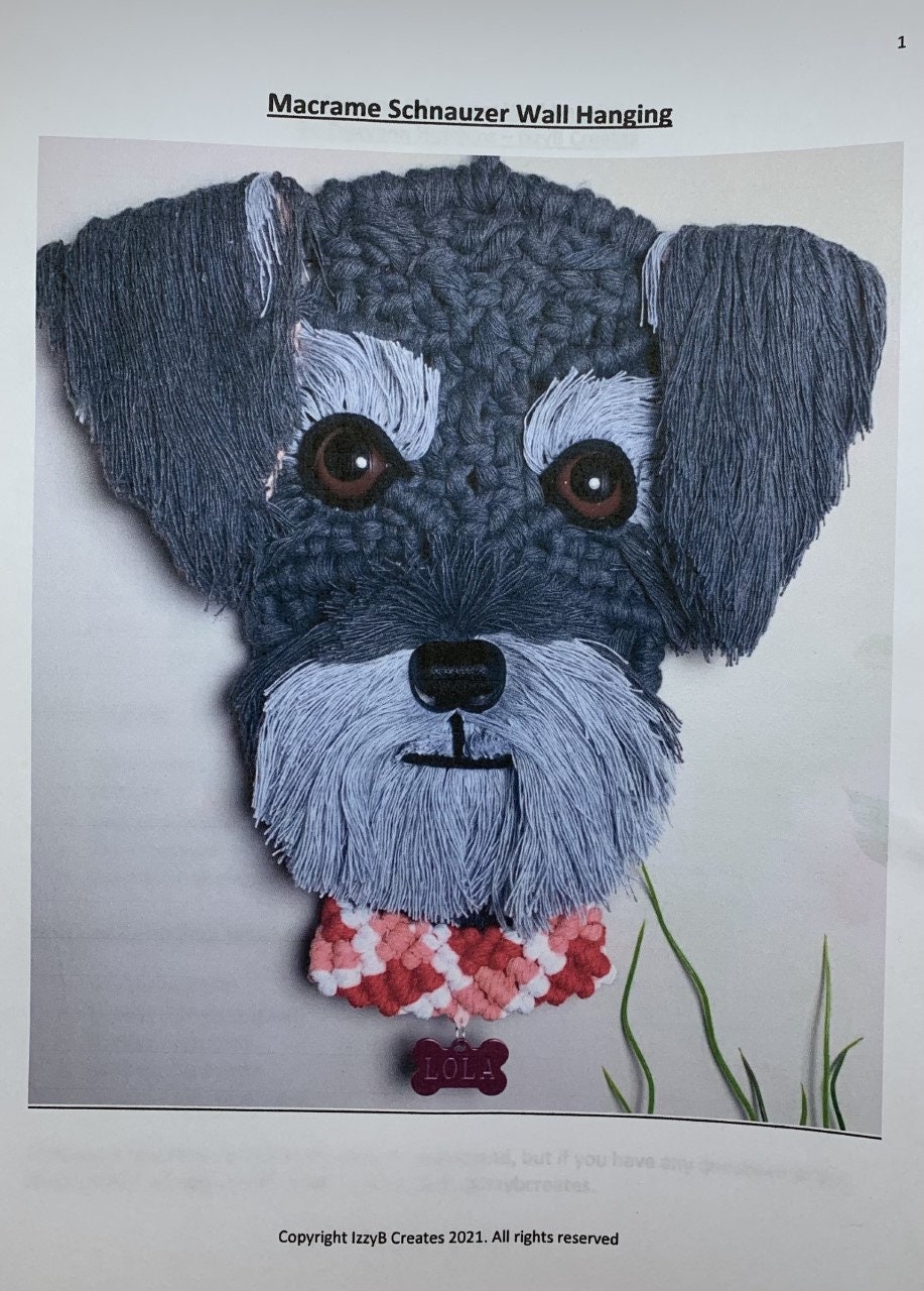 Macrame Pattern Tutorial Schnauzer Dog Wall Hanging - Etsy Australia