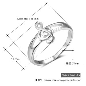 925 Sterling Silver Ring Musical Note Ring Fashion Silver Rings for ...