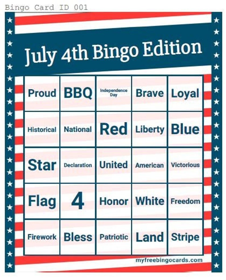 July 4th Bingo Edition - Instant Download - Etsy
