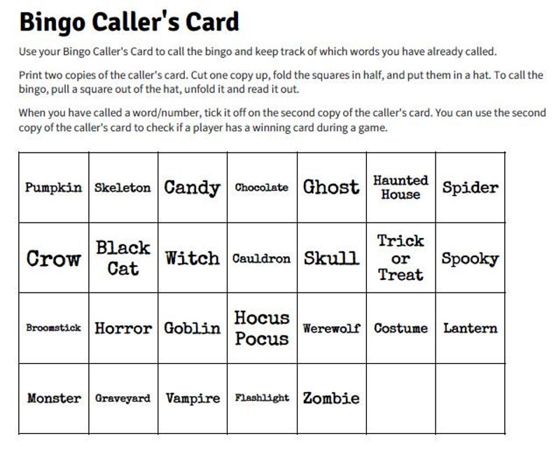 Halloween Bingo Edition - Instant Download - Etsy