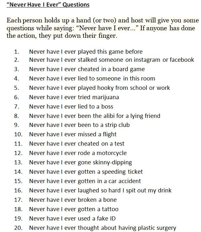 Never Have I Ever Game - Etsy