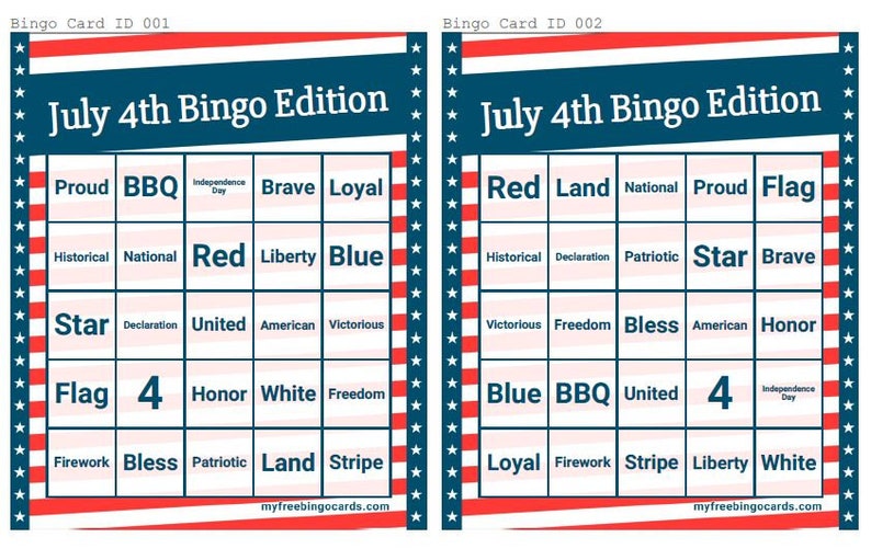 July 4th Bingo Edition - Instant Download - Etsy