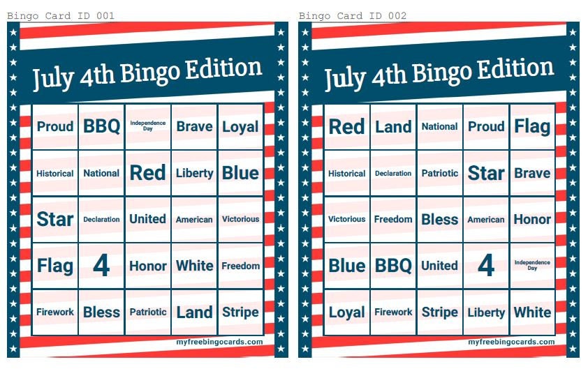 July 4th Bingo Edition - Instant Download - Etsy