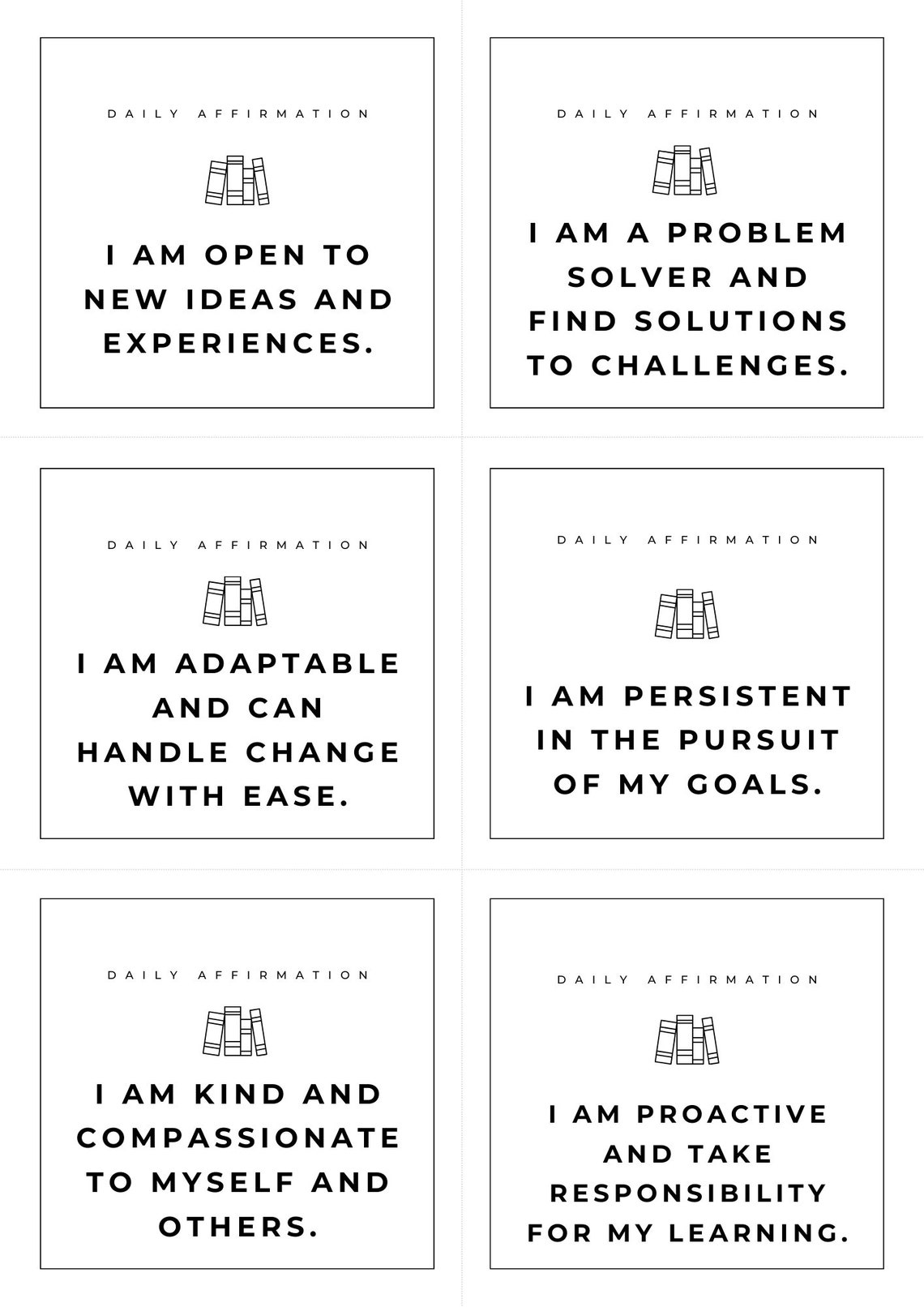 Printable Affirmation Cards for Students | Daily Affirmation Cards ...