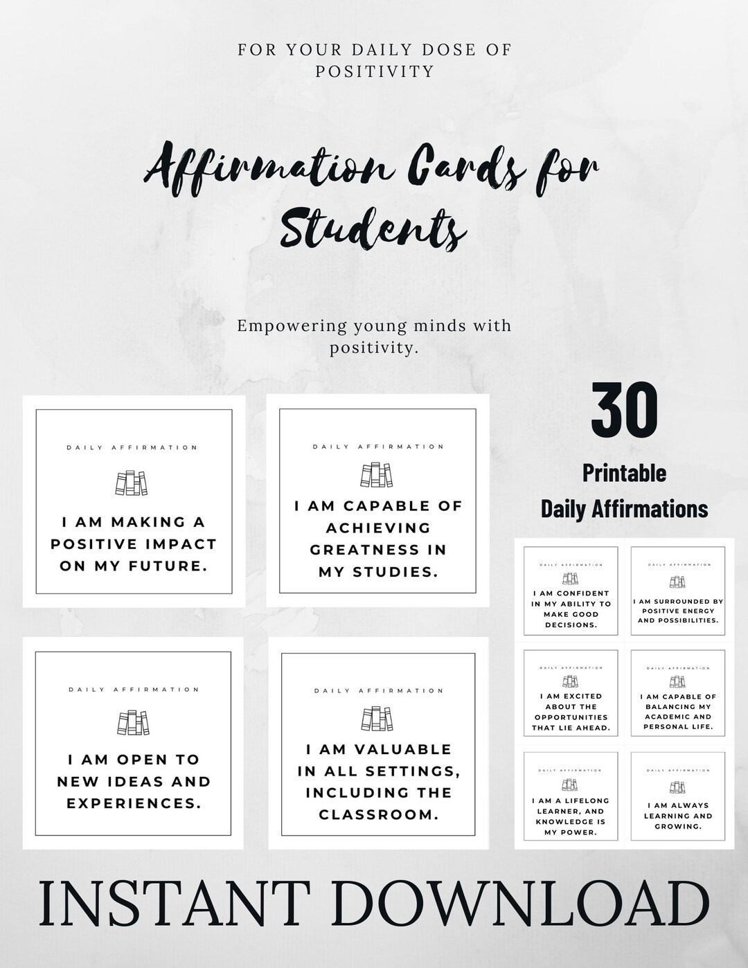 Printable Affirmation Cards for Students | Daily Affirmation Cards ...