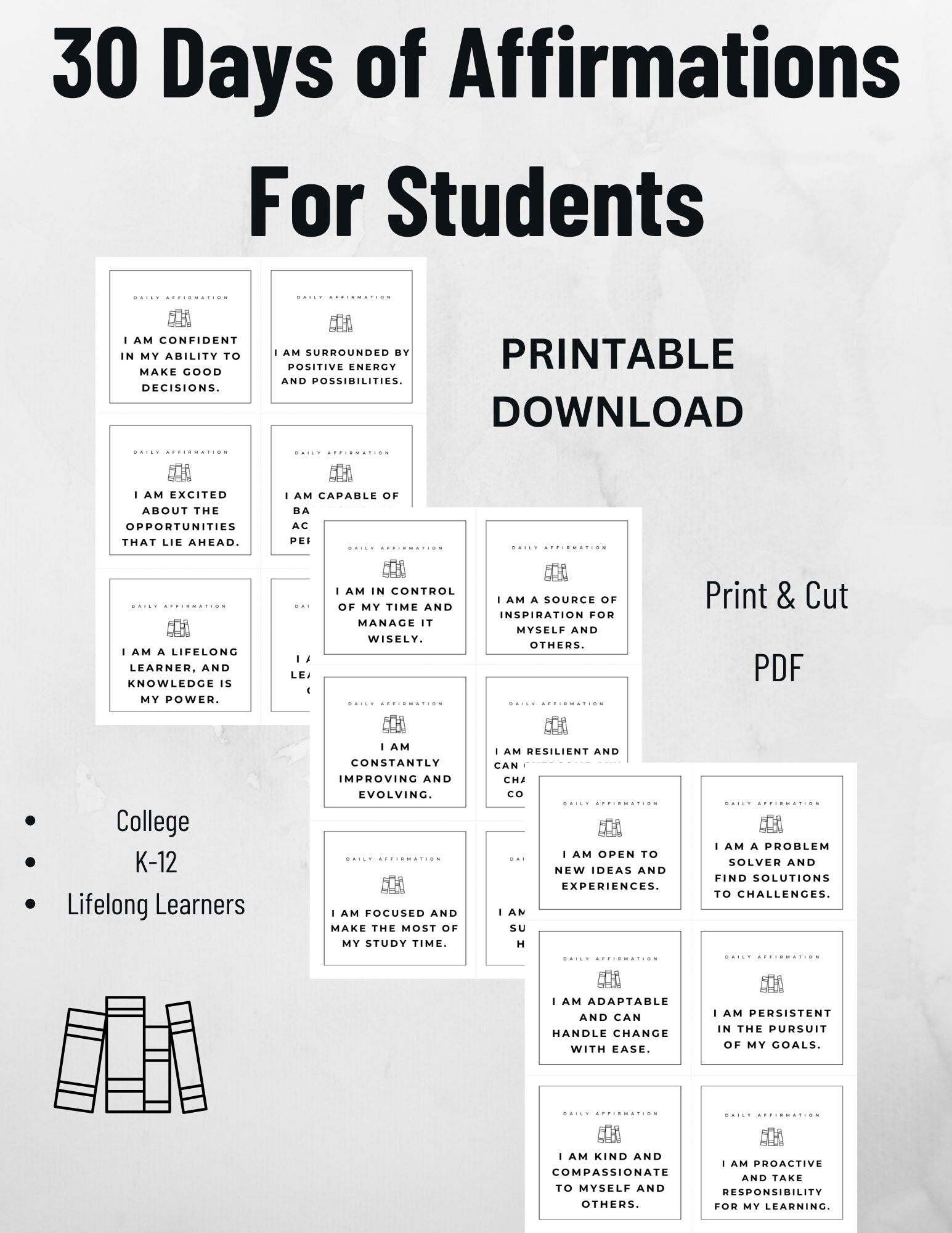 Printable Affirmation Cards for Students | Daily Affirmation Cards ...