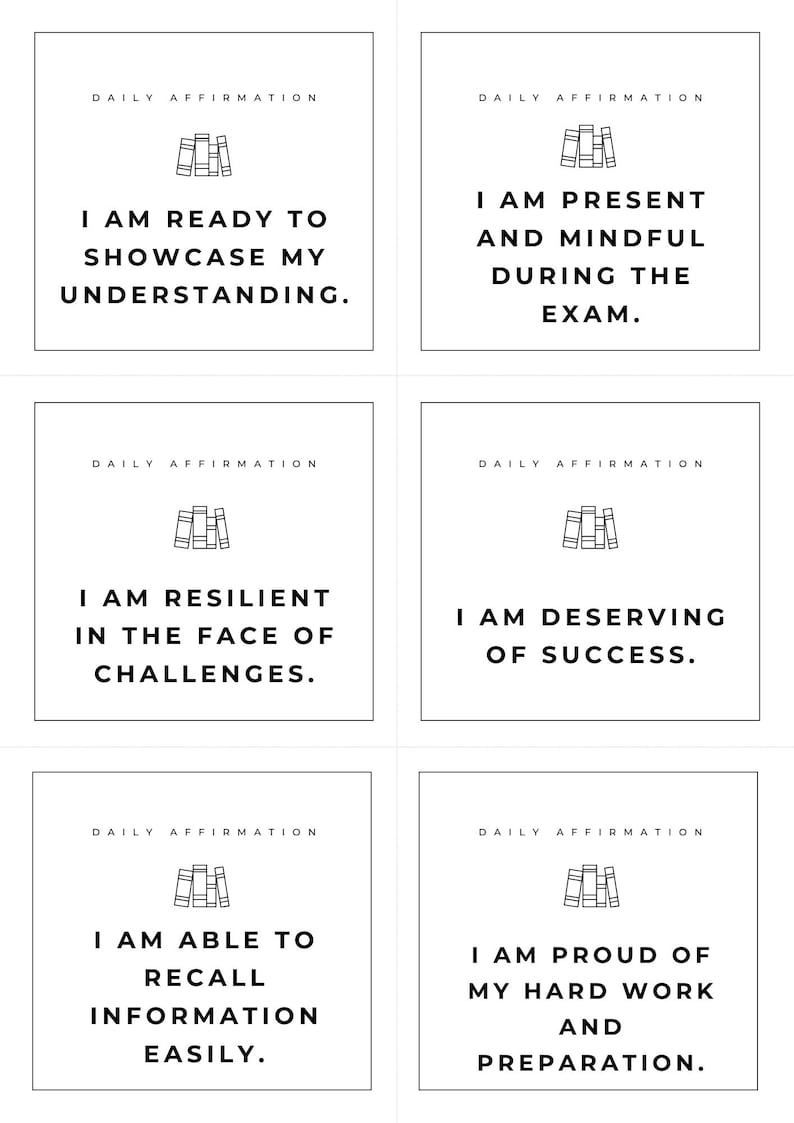 Exam Anxiety Affirmation Cards for Students | Affirmation Cards for ...