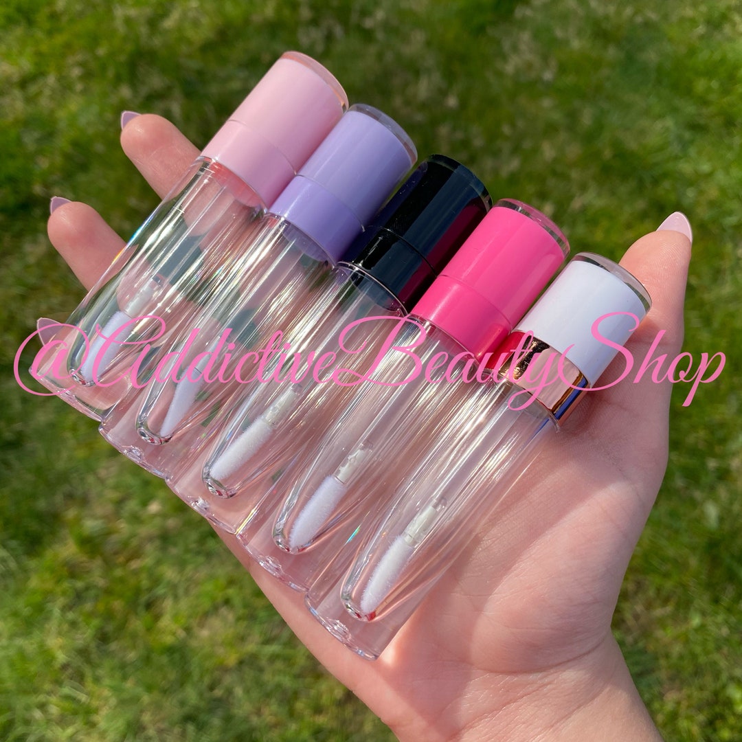 10pcs Empty Crystal Cylindrical Lipgloss Tubes With Soft Wand Tubes ...