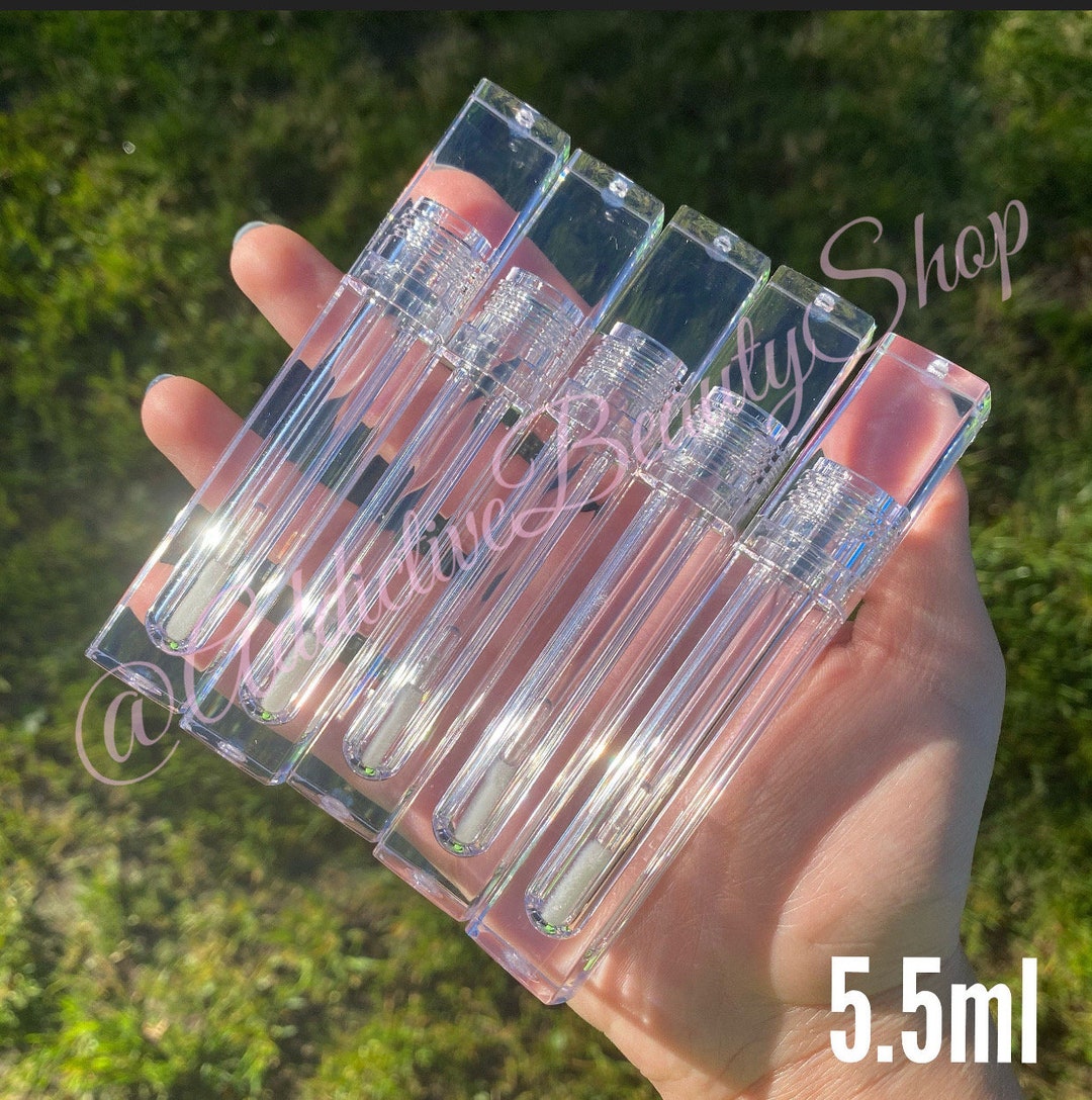 10pcs Empty 5.5ml Lip Gloss Tubes – Clear Square Wand Tubes With ...