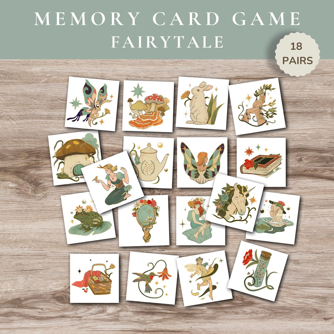 18 Printable Memory Card Game for Kids Magic Fairytale Unicorn Matching ...