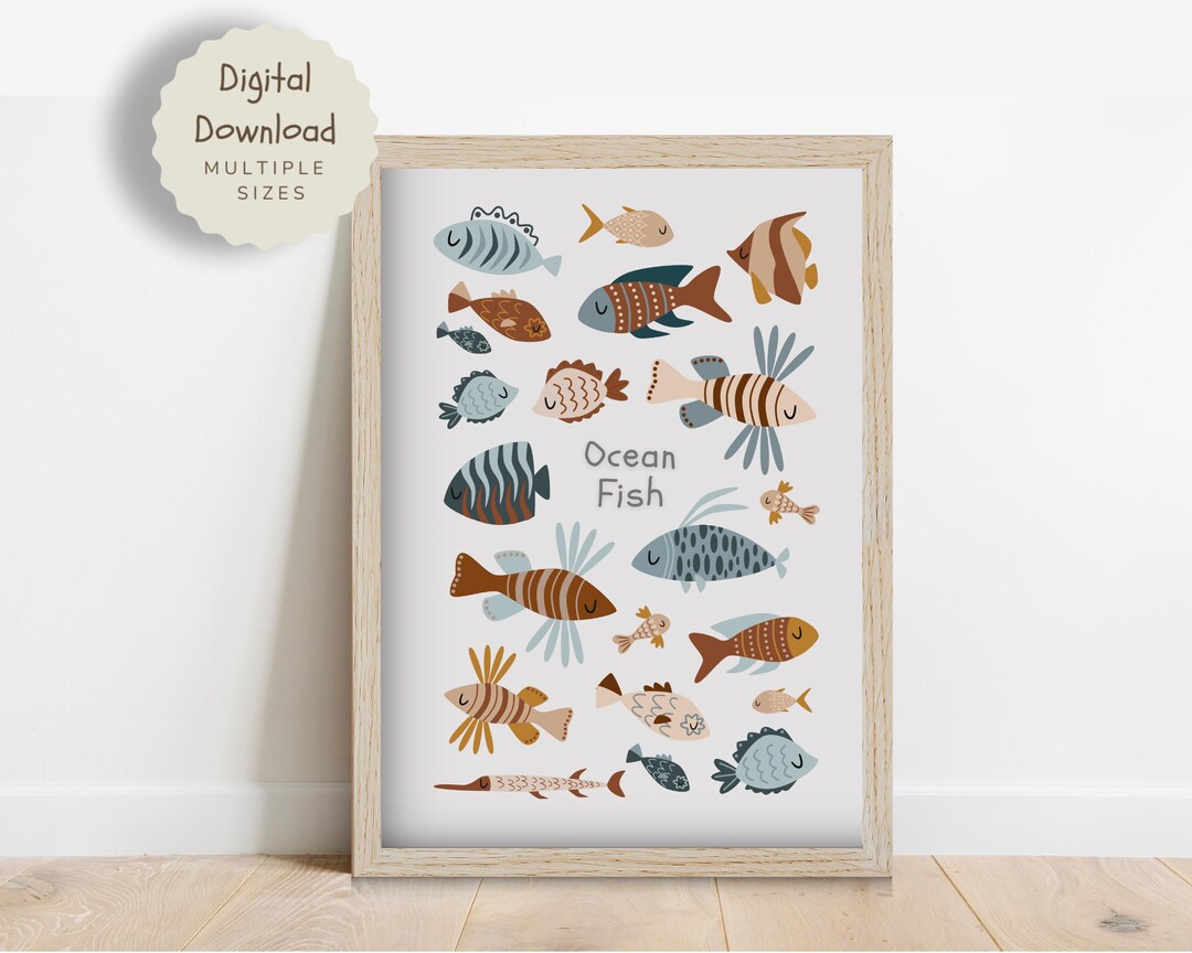 Ocean Fish Poster, Nursery Poster, Sea, Underwater Animals, Nautical ...