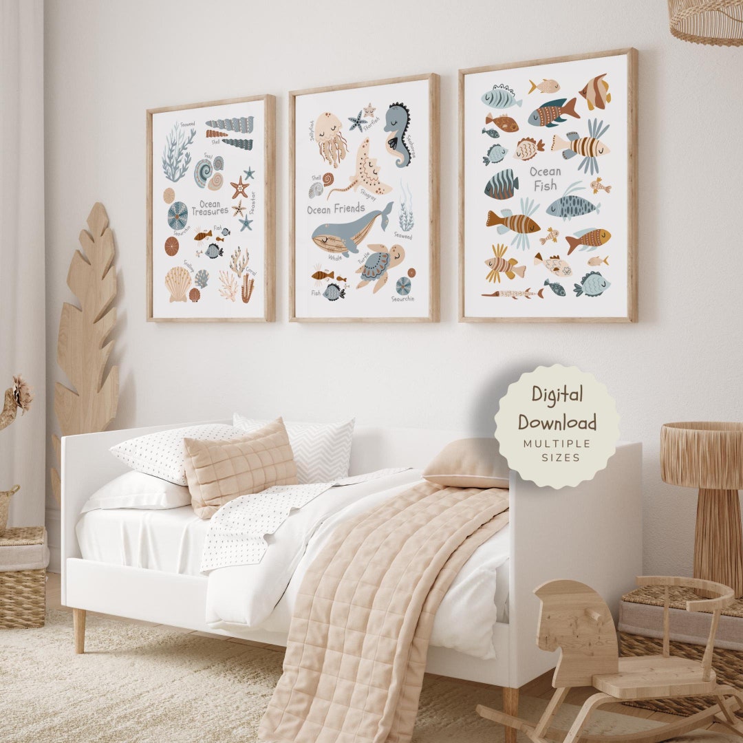 Ocean Fish Poster, Nursery Poster, Sea, Underwater Animals, Maritime ...