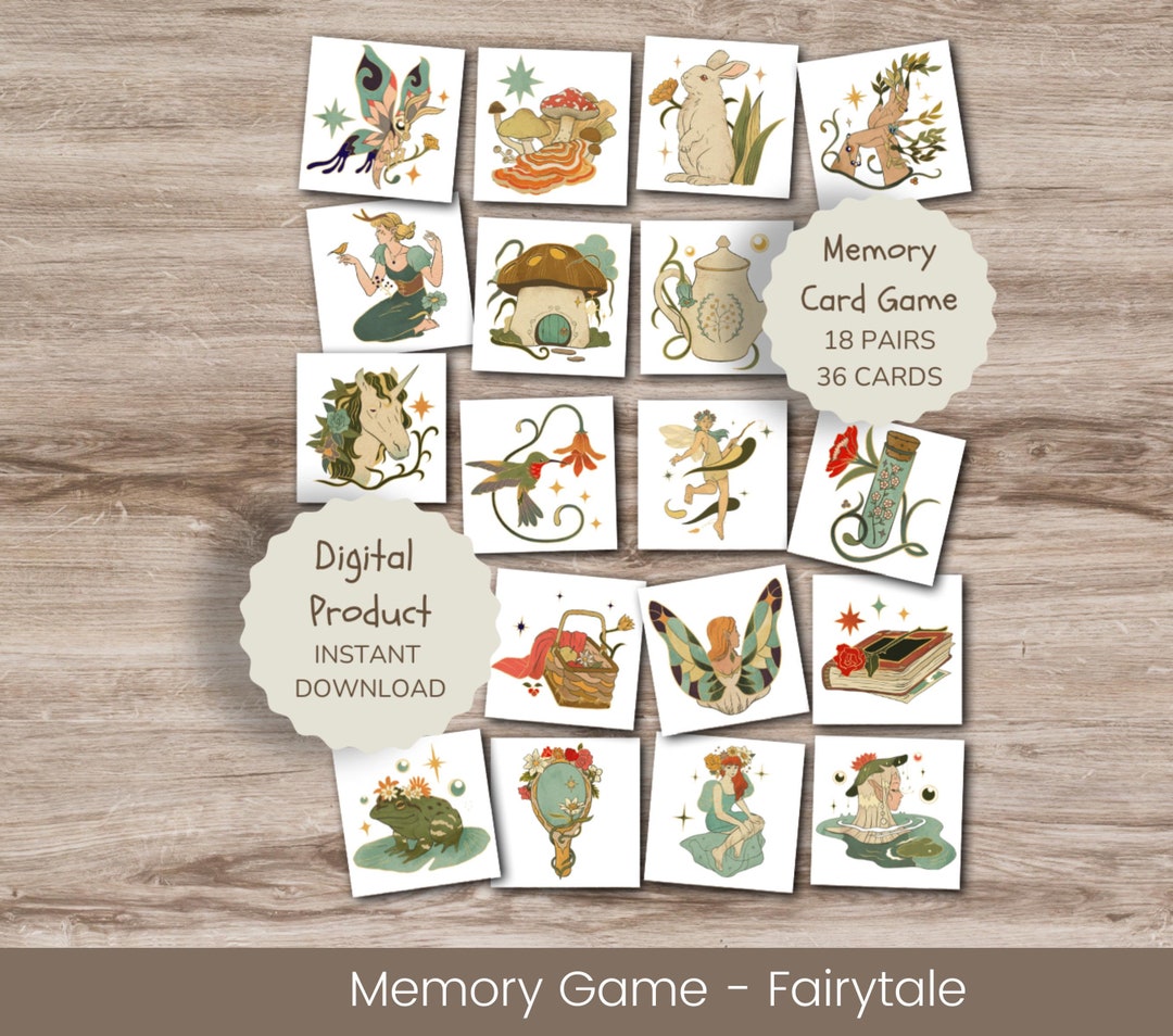 Fairytale Printable Memory Card Game, 18 Fairytale Pairs, Toddler Game ...