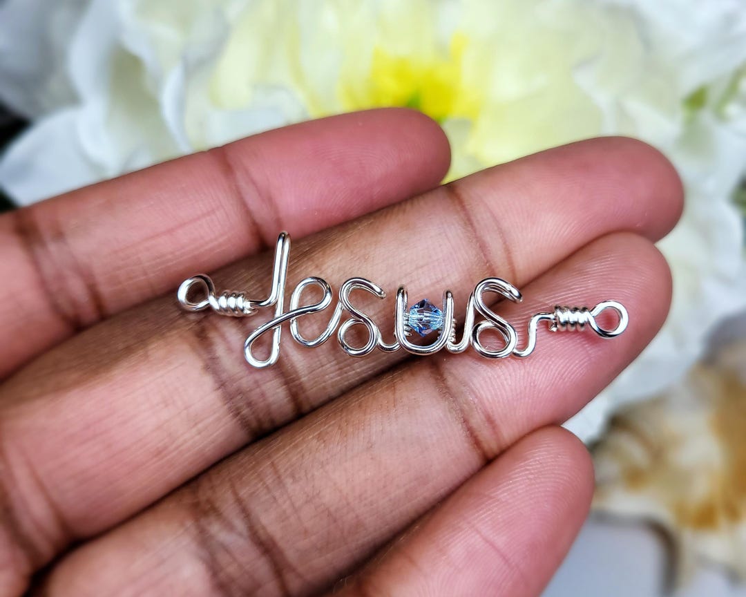 Jesus Custom Cursive Necklace | Birthstone | Handmade Wire Wrapped ...