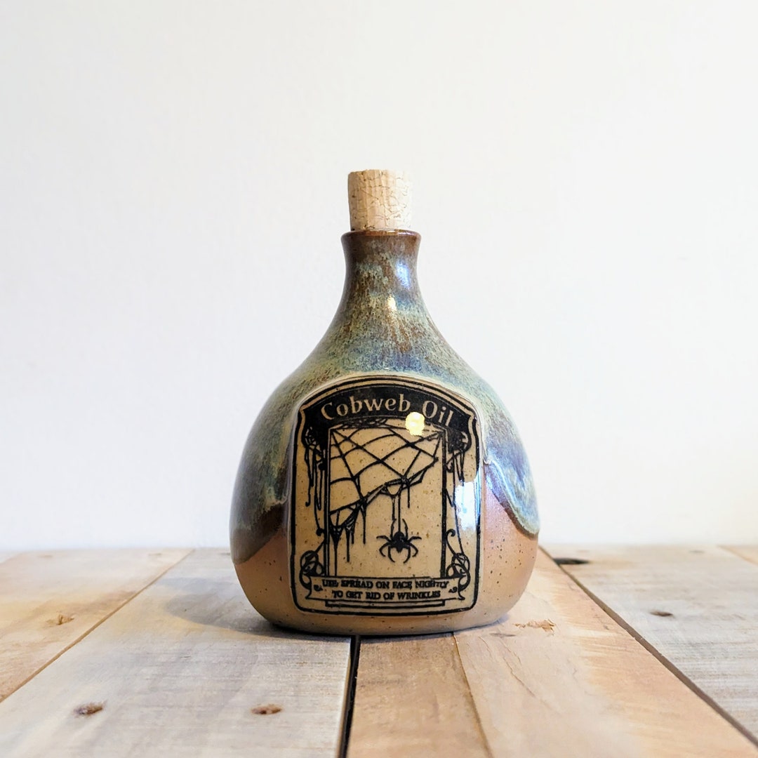 Cobweb Oil Ceramic Potion Bottle Handmade Corked Bottle - Etsy