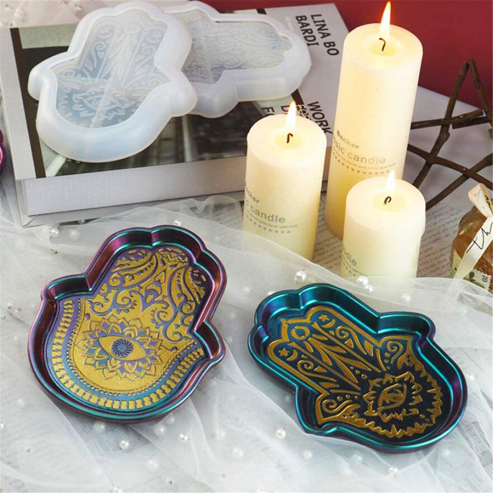 2PCS Hamsa Dish Resin Molds Evil Eye Hamsa Hand Silicone - Etsy Australia