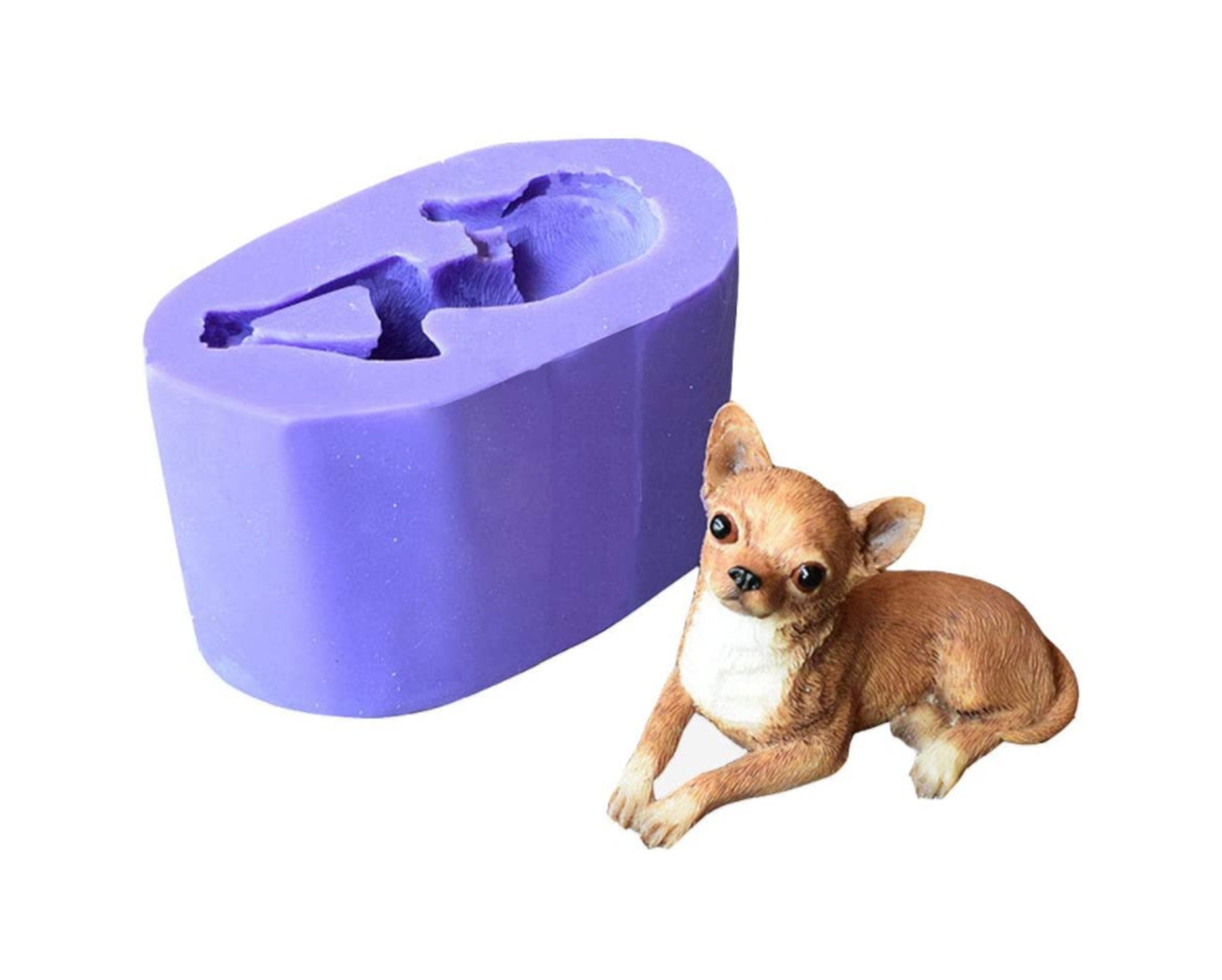 3D Dog Silicone Mold: Fondant, Chocolate, Cake Topper, Soap, Candle ...