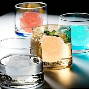 Rose Ice Cube Trays, 4 Cavity Silicone Rose Ice Ball, Easy Release ...