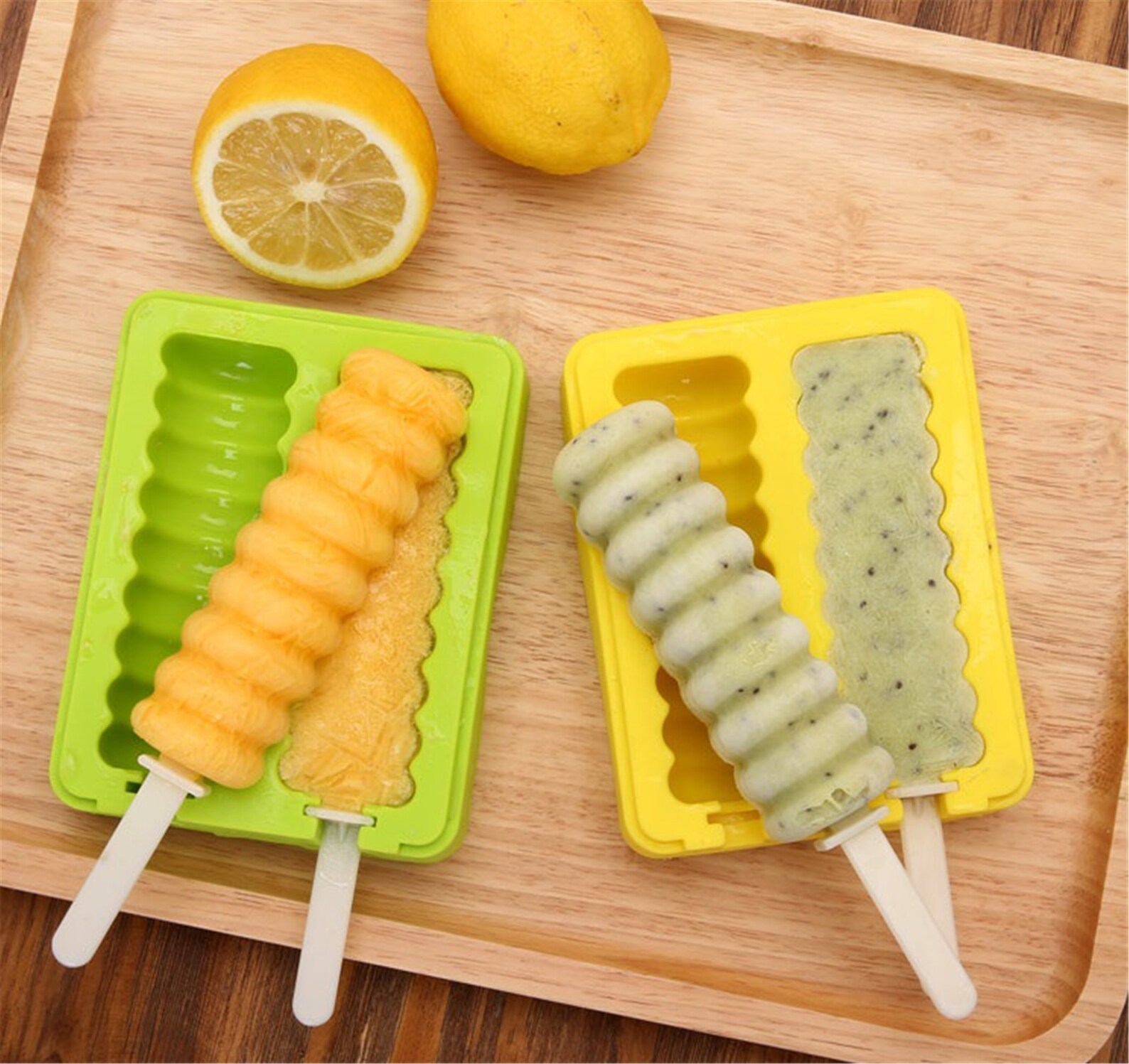 2 PCS Ice Pop Molds Silicone Large Popsicle Molds With Lids for Kid ...