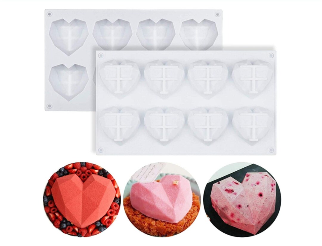Diamond Heart Silicone Mold: Cake, Chocolate, Mousse Dessert Soap ...