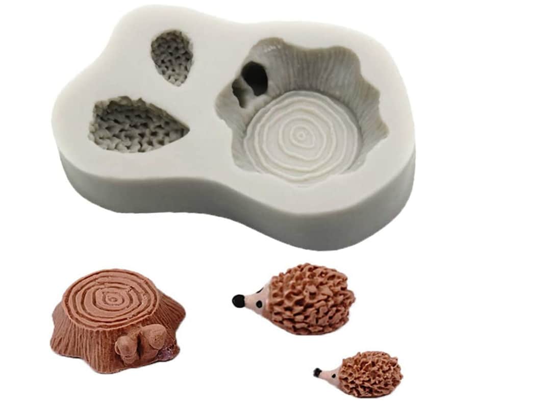 Woodland Stump & Hedgehog Silicone Mold: Chocolate Candy Fondant Cake ...