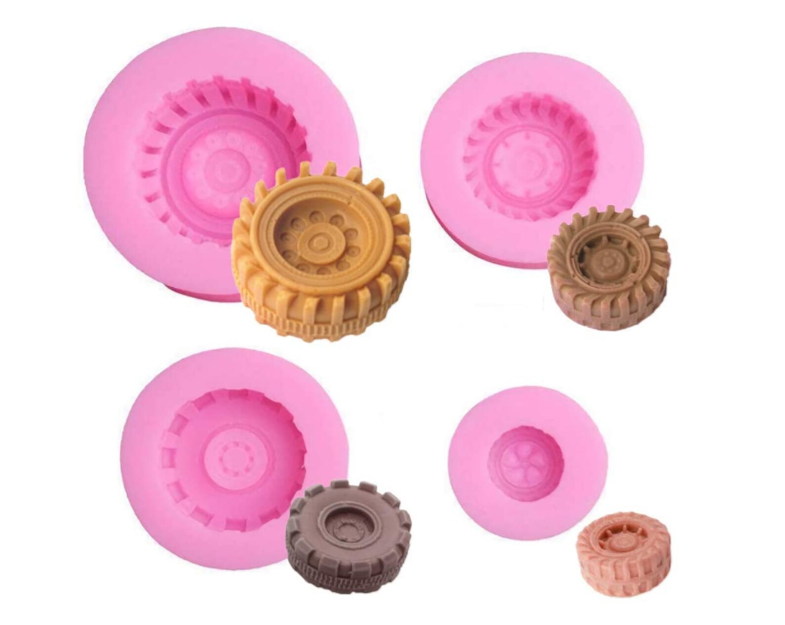 Set of 4 3D Round Tire Chocolate Candy Molds Silicone Truck - Etsy