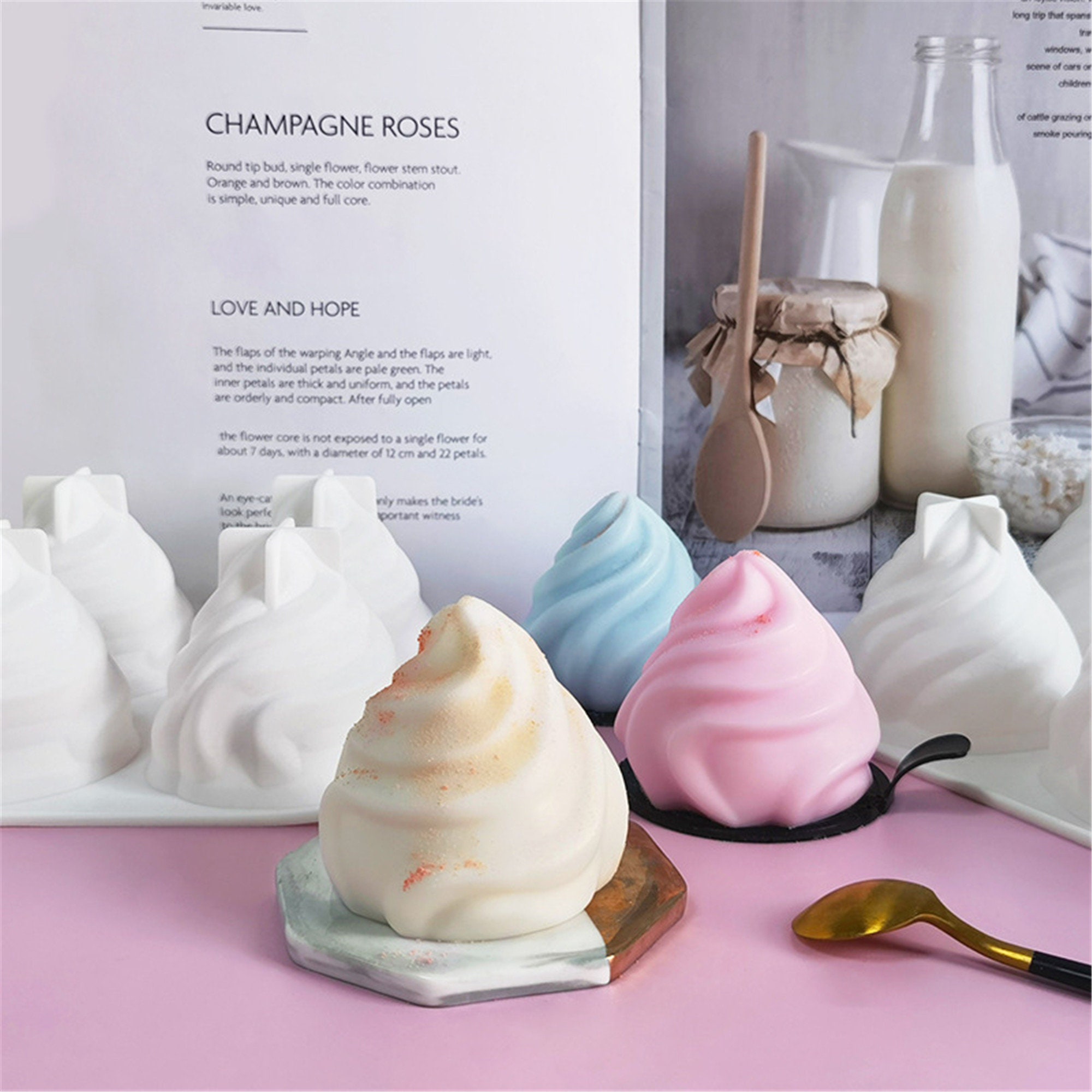 8 Cavities Spiral Ice Cream Molds Cake Fondant Shape French - Etsy