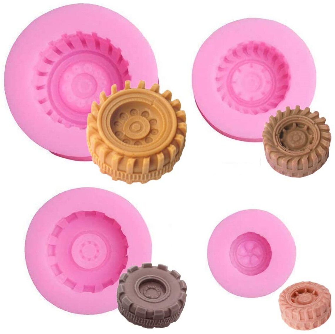 Set of 4 3D Round Tire Chocolate Candy Molds Silicone Truck - Etsy