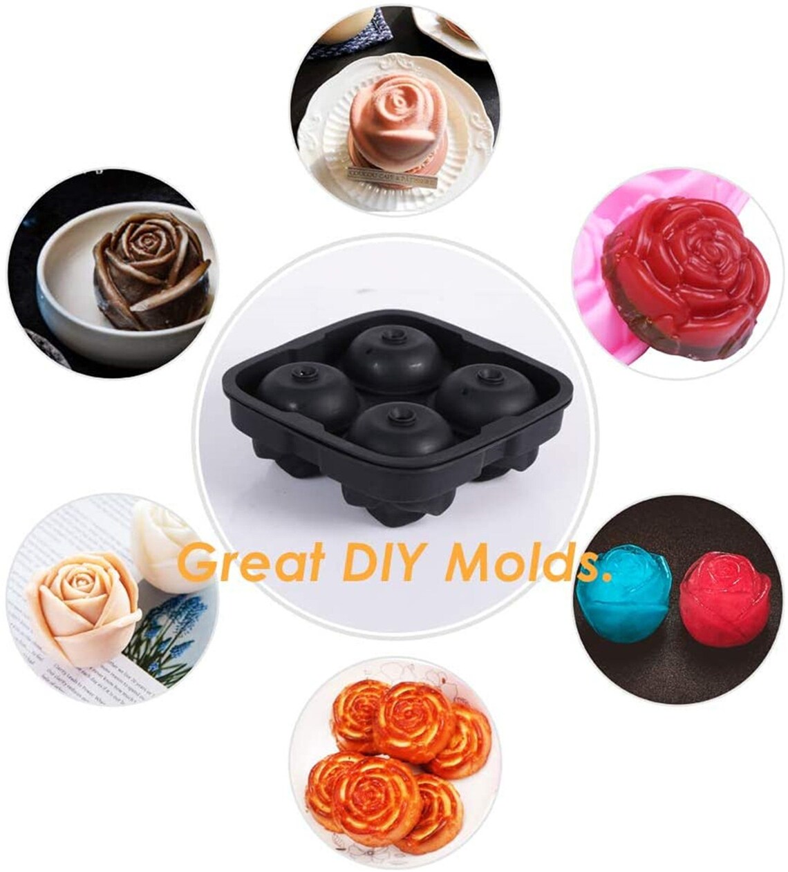 Rose Ice Cube Trays 4 Cavity Silicone Rose Ice Ball Maker - Etsy