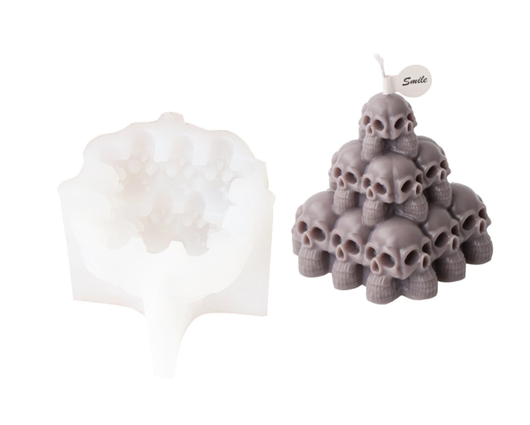 Stacked Skeleton Pillar Candle Mold Pyramid Ghost Head - Etsy