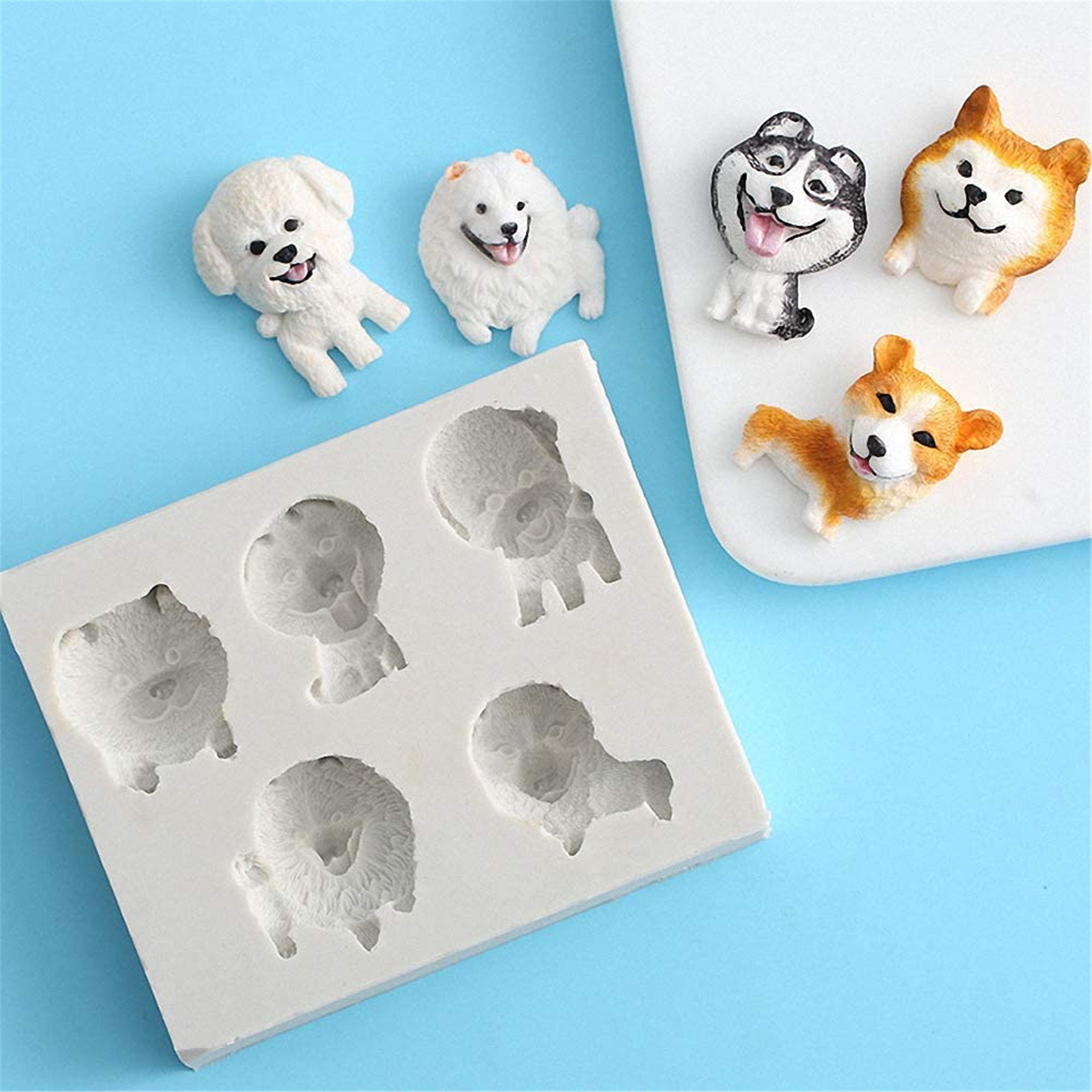 5-cavity Puppy Dogs Fondant Mold Silicone Chocolate Candy - Etsy
