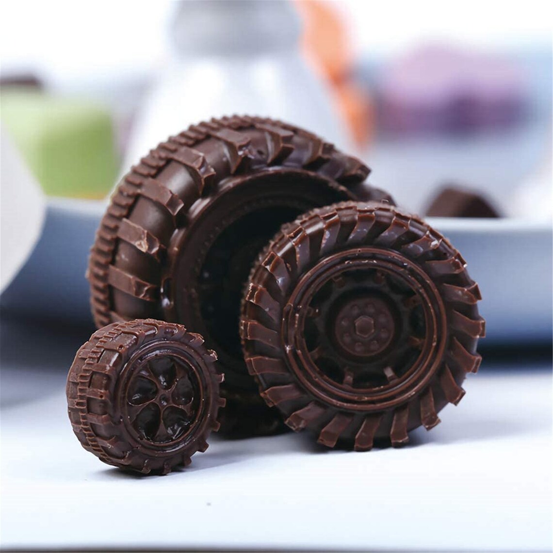 Set of 4 3D Round Tire Chocolate Candy Molds Silicone Truck - Etsy