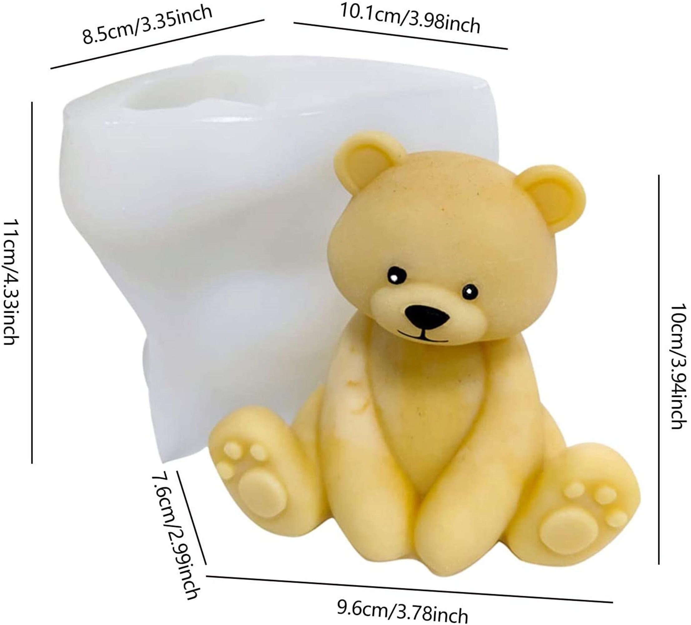 3D Bear Silicone Mold, Chocolate, Candy, Ice Cube, Candle Soap Plaster ...