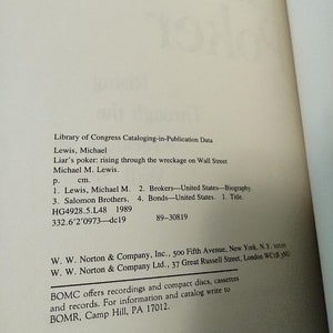 Liar's Poker: Rising Through the Wreckage on Wall Street by Michael ...