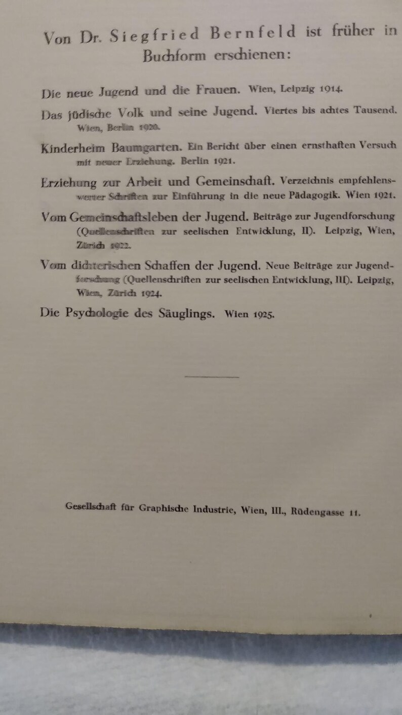Sisyphos Oder Die Grenzen Der Erziehung. Bernfeld, Siegfried Published ...